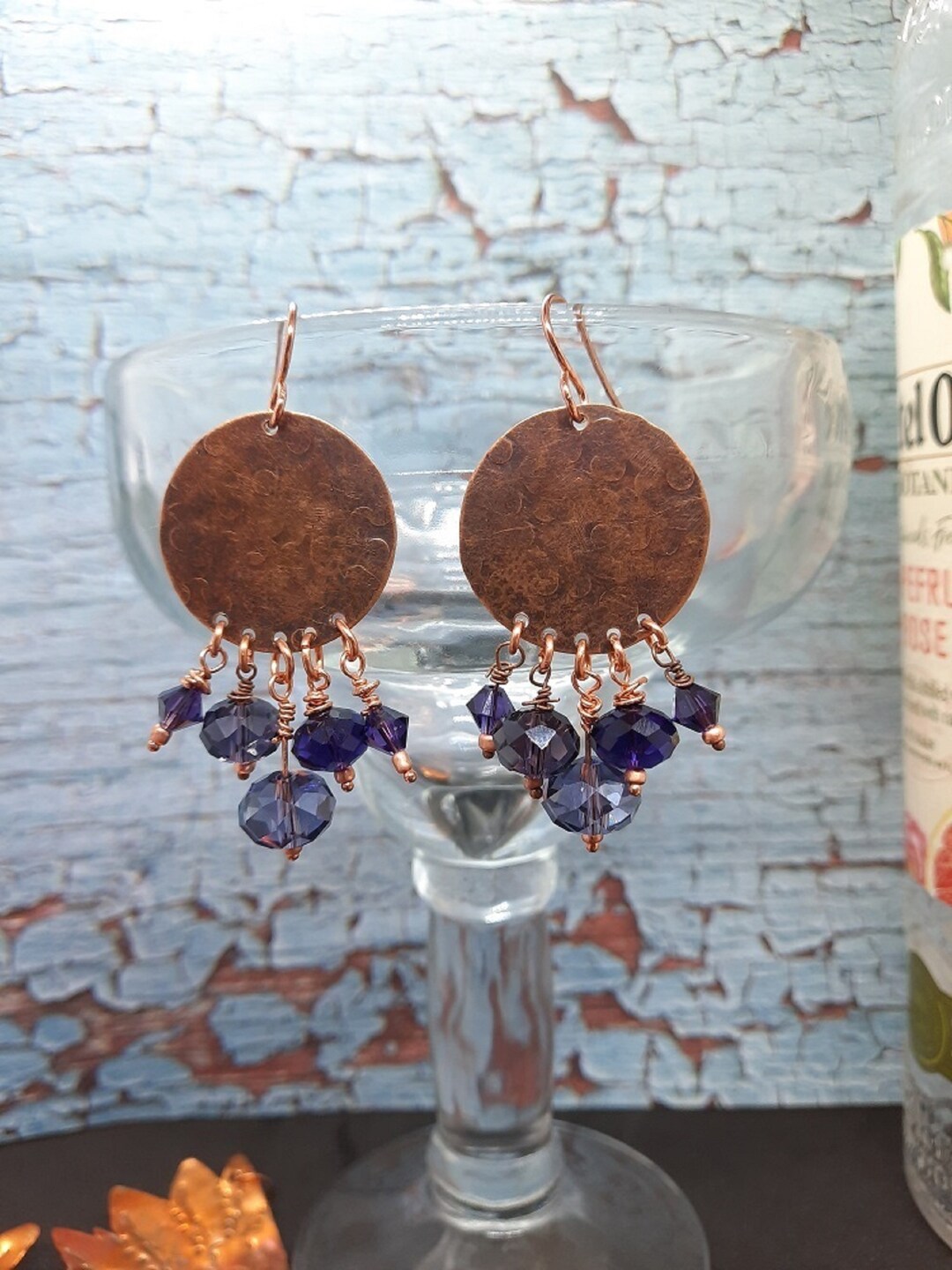 Handcrafted, Hammered Copper Coin With Purple Crystals - Etsy