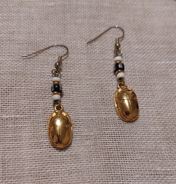 Vintage scarab earrings egyptian - Gem