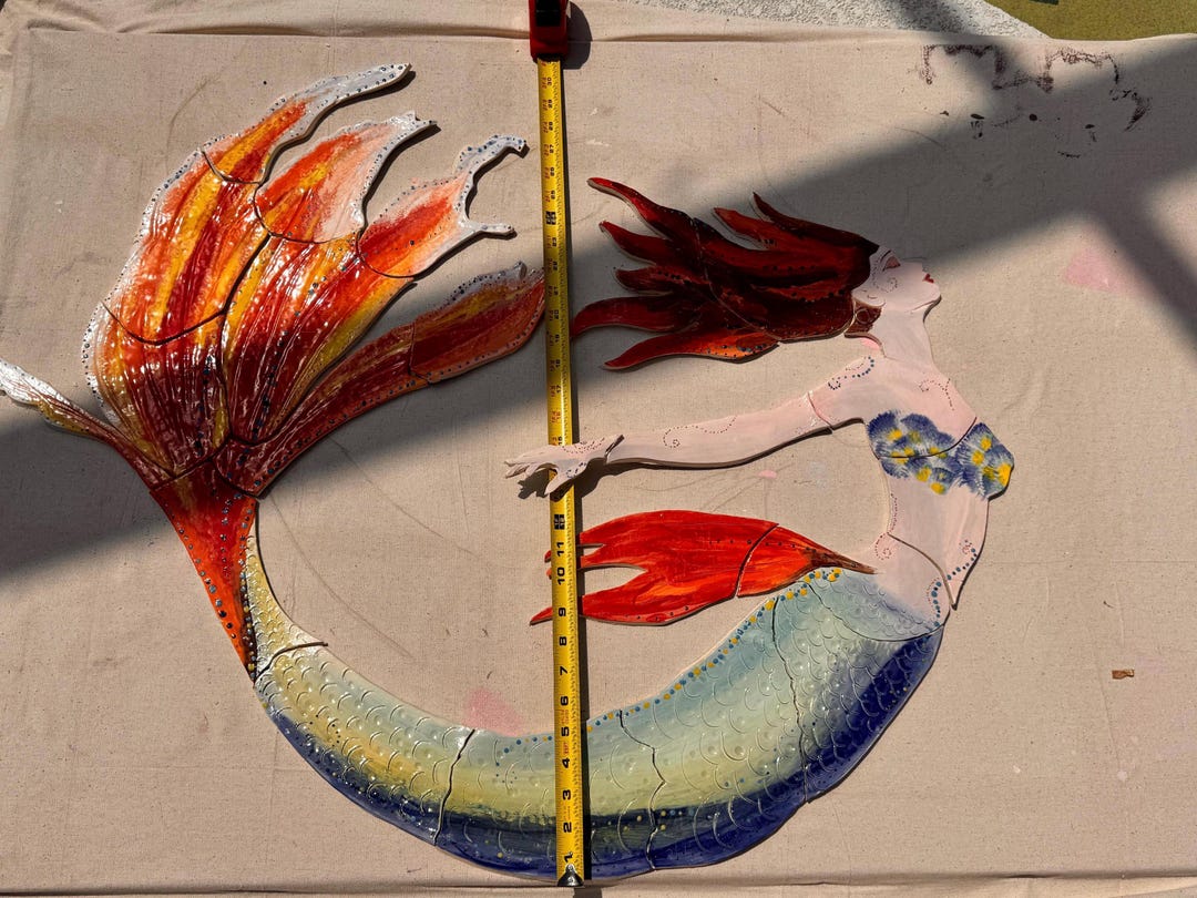 Mermaid Mosaic Art- Handmade Ceramic Tile, Ocean Decor, Coastal Home ...