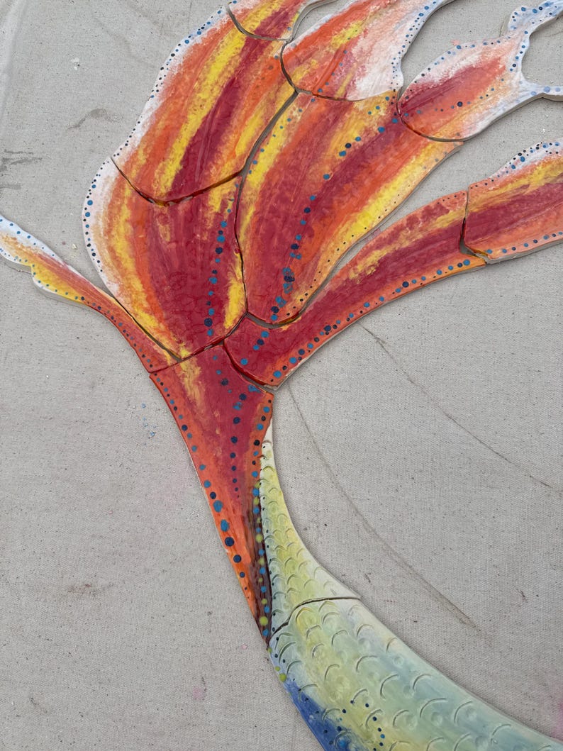 Mermaid Mosaic Art- Handmade Ceramic Tile, Ocean Decor, Coastal Home ...