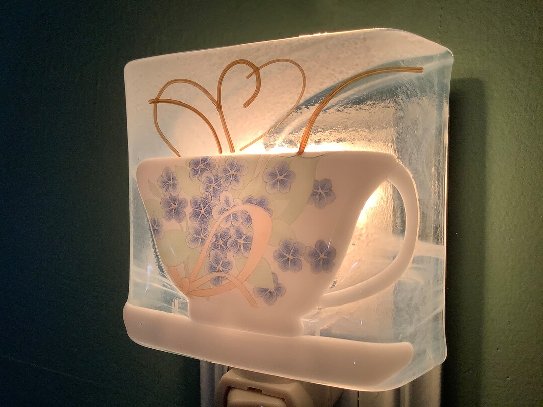 1 Tea Cup Fused Glass Plug in Kitchen Night Light Outlet Sconce - Etsy