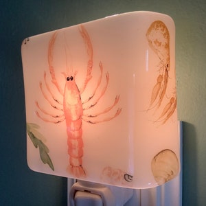 Lobster Fused Glass Plug in Night Light With Draped Sides Mini - Etsy