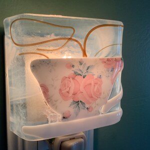 1 Tea Cup Fused Glass Plug in Kitchen Night Light Outlet Sconce - Etsy