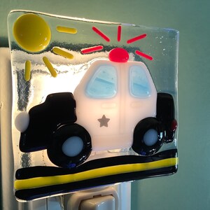 1 Police Car Fused Glass Plug in Night Light - Etsy