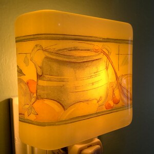 Lemon and Fruit Fused Glass Plug in Fruit Night Light With Draped Sides ...