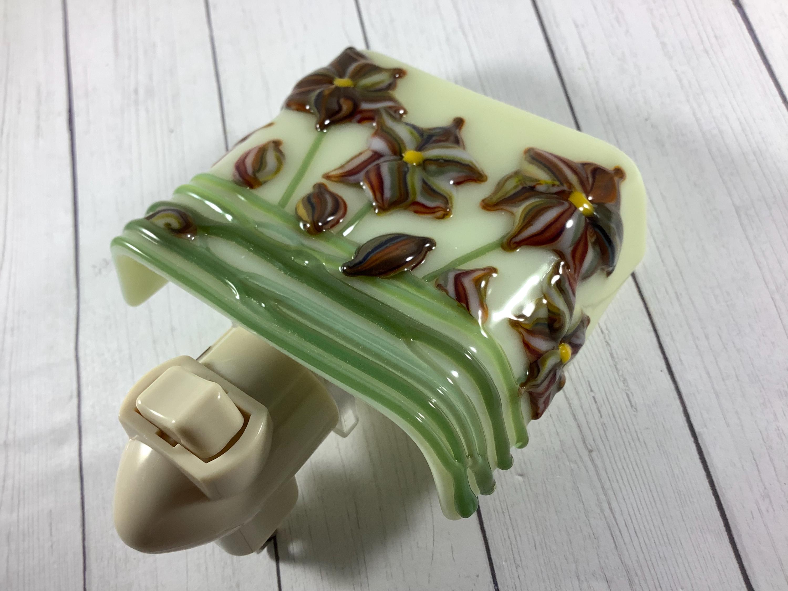 1 Murrini Floral Splendor Fused Glass Plug in Flowers Night Light With ...