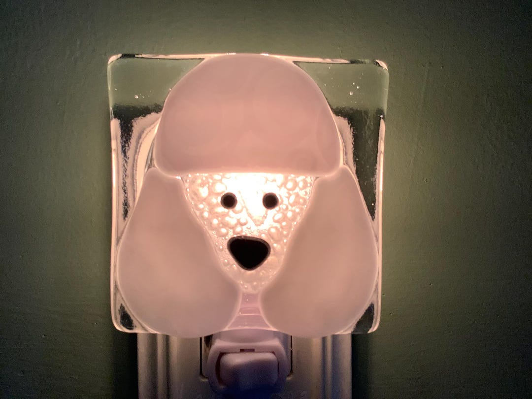 SALE White Poodle Fused Glass Plug in Night Light SALE - Etsy