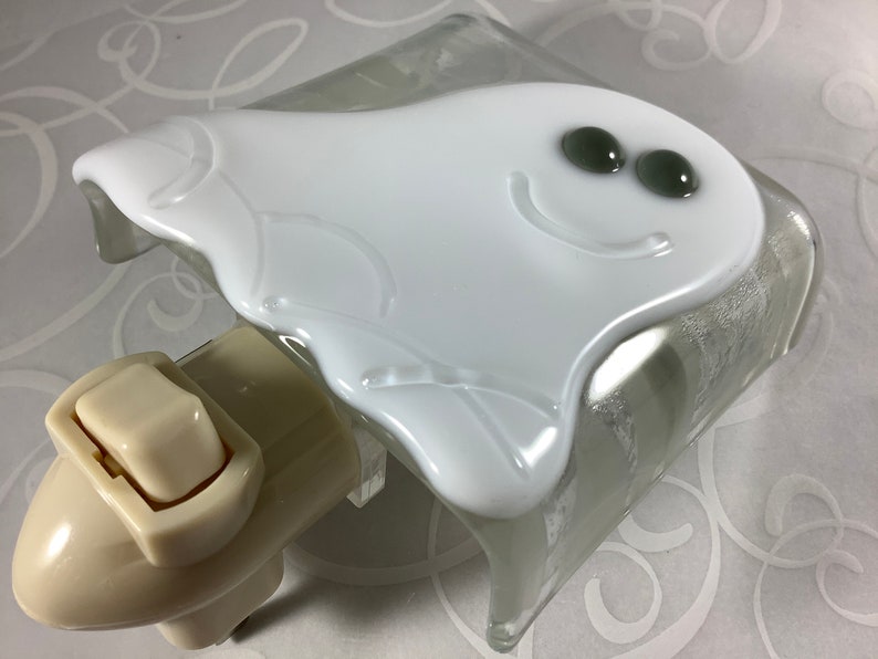 Halloween Fused Glass Ghost Plug in Night Light Outlet Sconce - Etsy