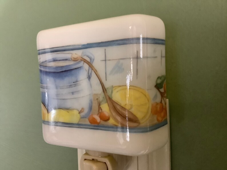 Lemon and Fruit Fused Glass Plug in Fruit Night Light With Draped Sides ...