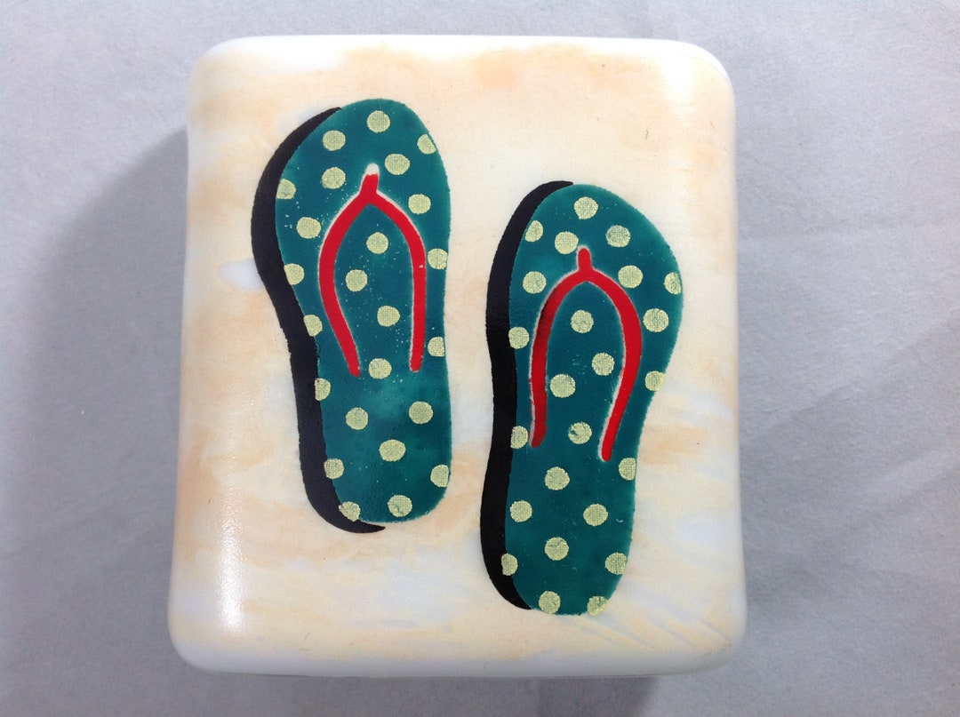 Flip Flop Fused Glass Plug in Beach Days Night Light With Draped Sides ...