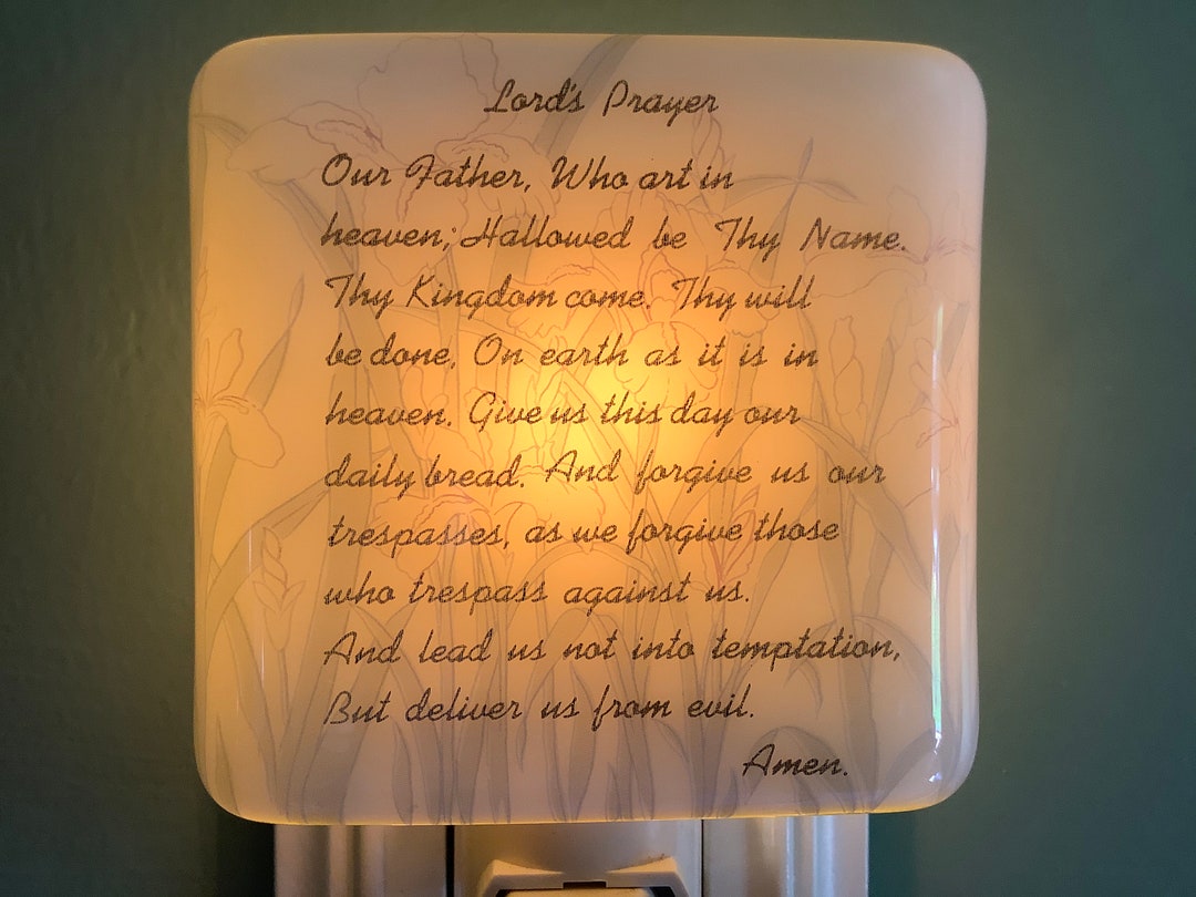 The Lord's Prayer Flower Fused Glass Plug in Night Light With Draped ...