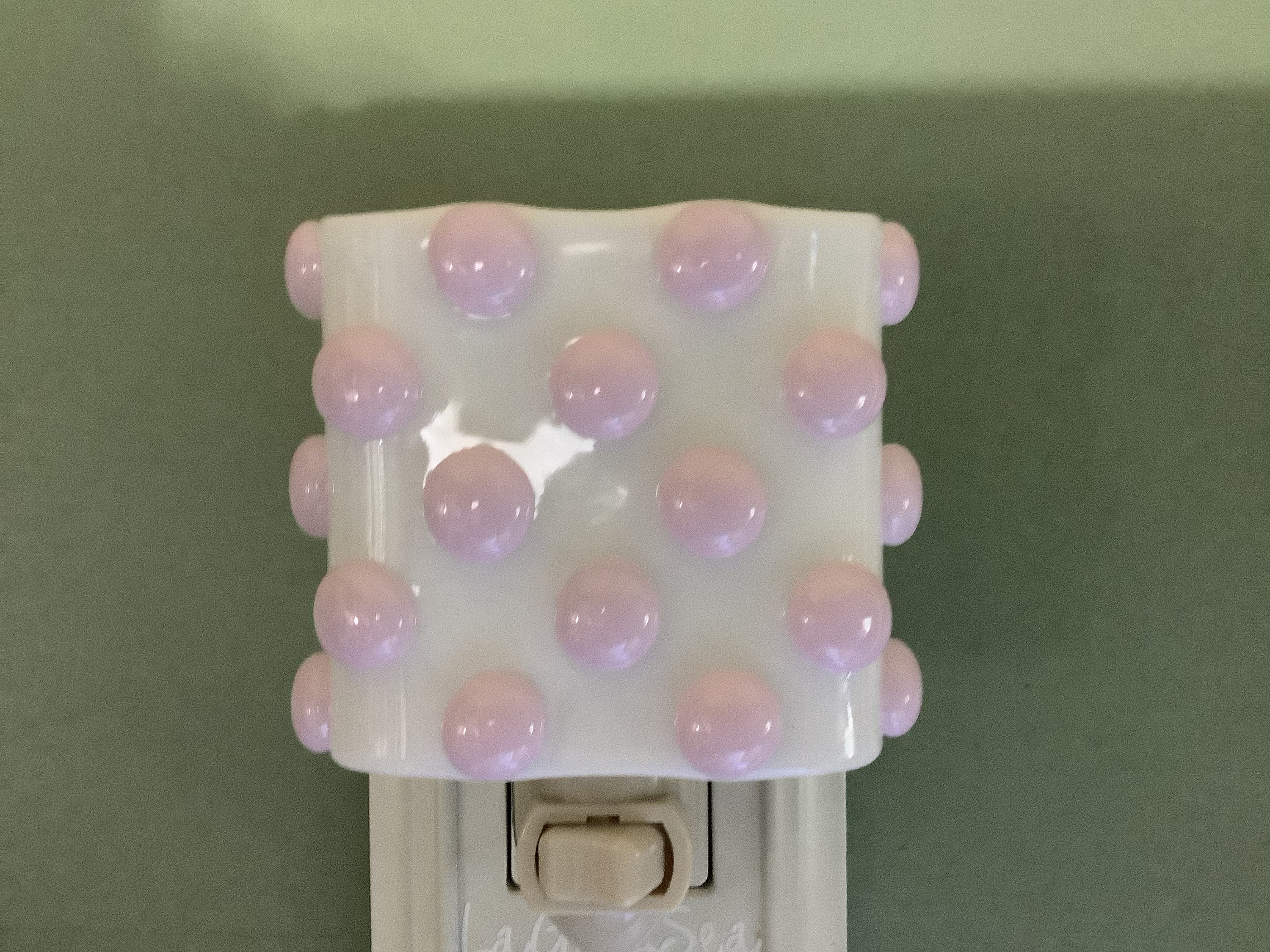 1 Pink Polka Dots Fused Glass Plug in Night Light With Draped Sides ...