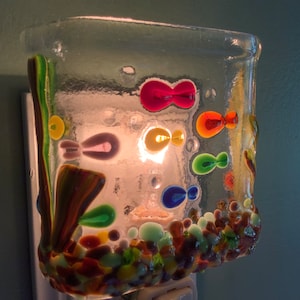 1 Fish Tank Fused Glass Night Light Plug in Wall Outlet Sconce With ...