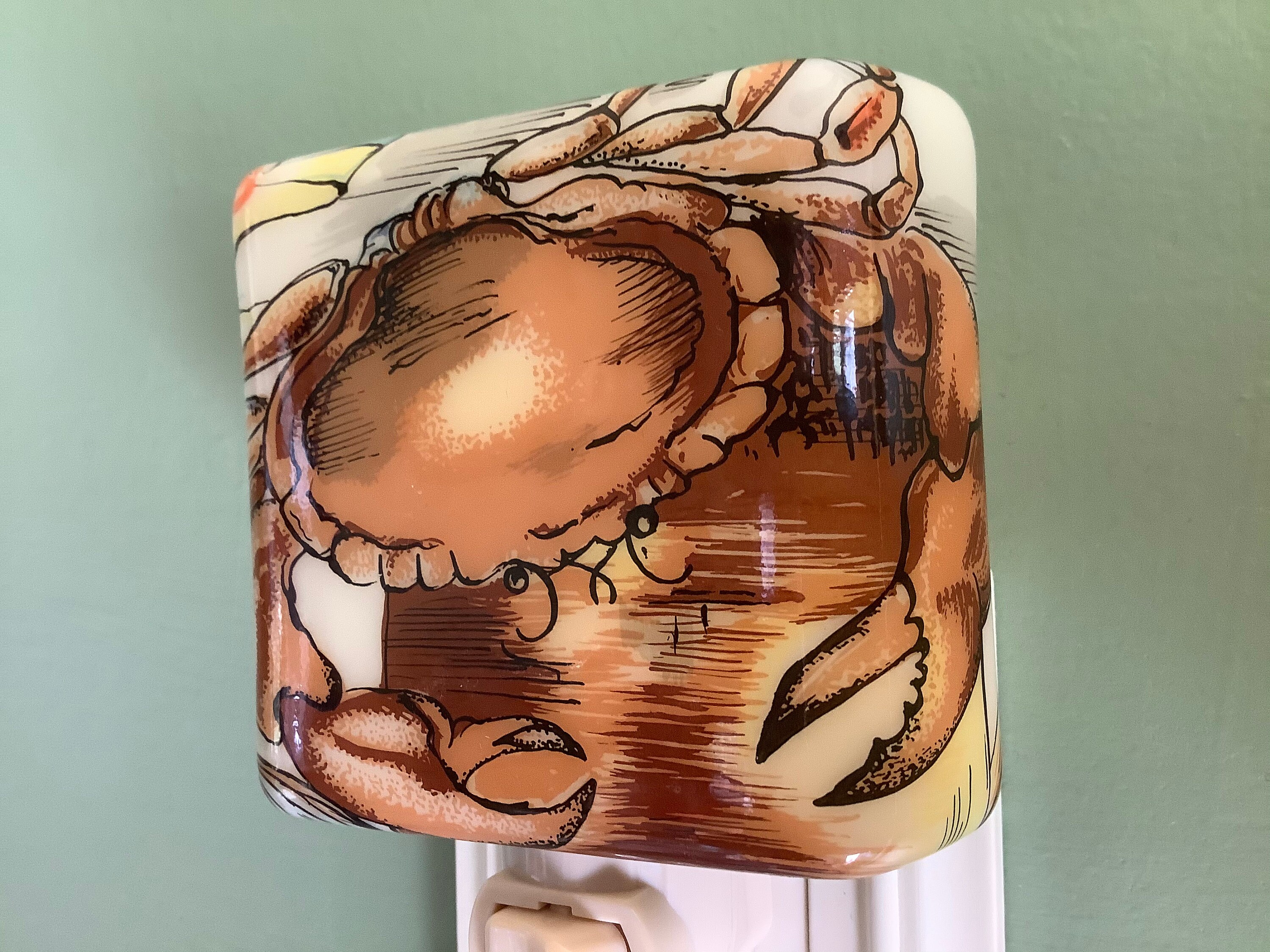 Crab Fused Glass Plug in Kitchen Night Light With Draped Sides - Etsy UK
