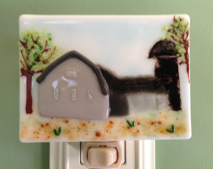 Fused Glass Farm House Night Light - Etsy