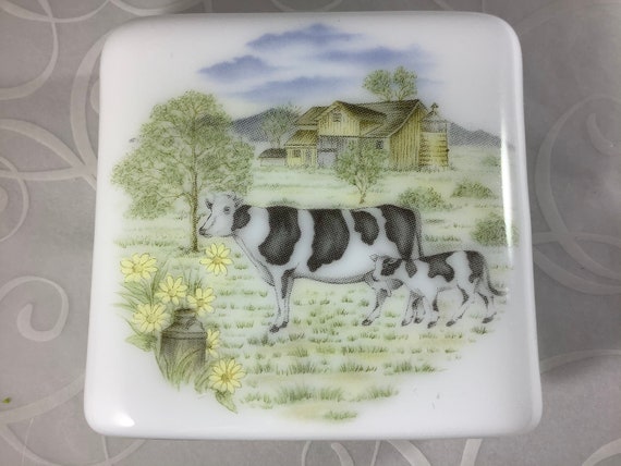 Cow Fused Glass Plug In Farm Night Light with Slumped Curved | Etsy