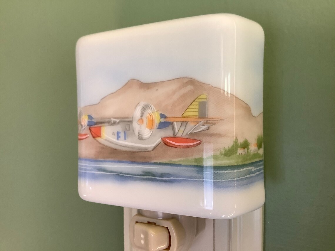Plane Fused Glass Plug in Travel Night Light With Draped Sides - Etsy