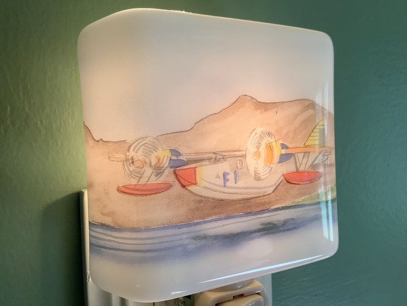 Plane Fused Glass Plug in Travel Night Light With Draped Sides - Etsy