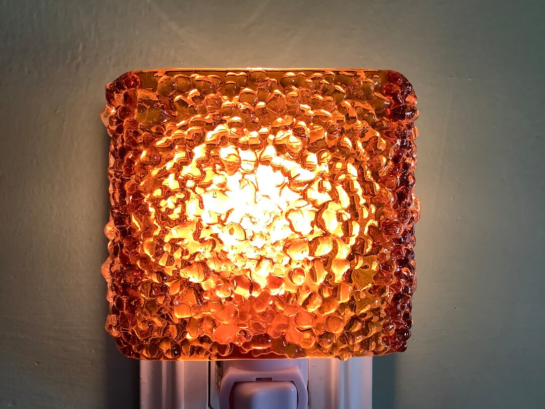 1 Medium Amber Brown Frit Fused Glass Plug in Frit Night Light With ...