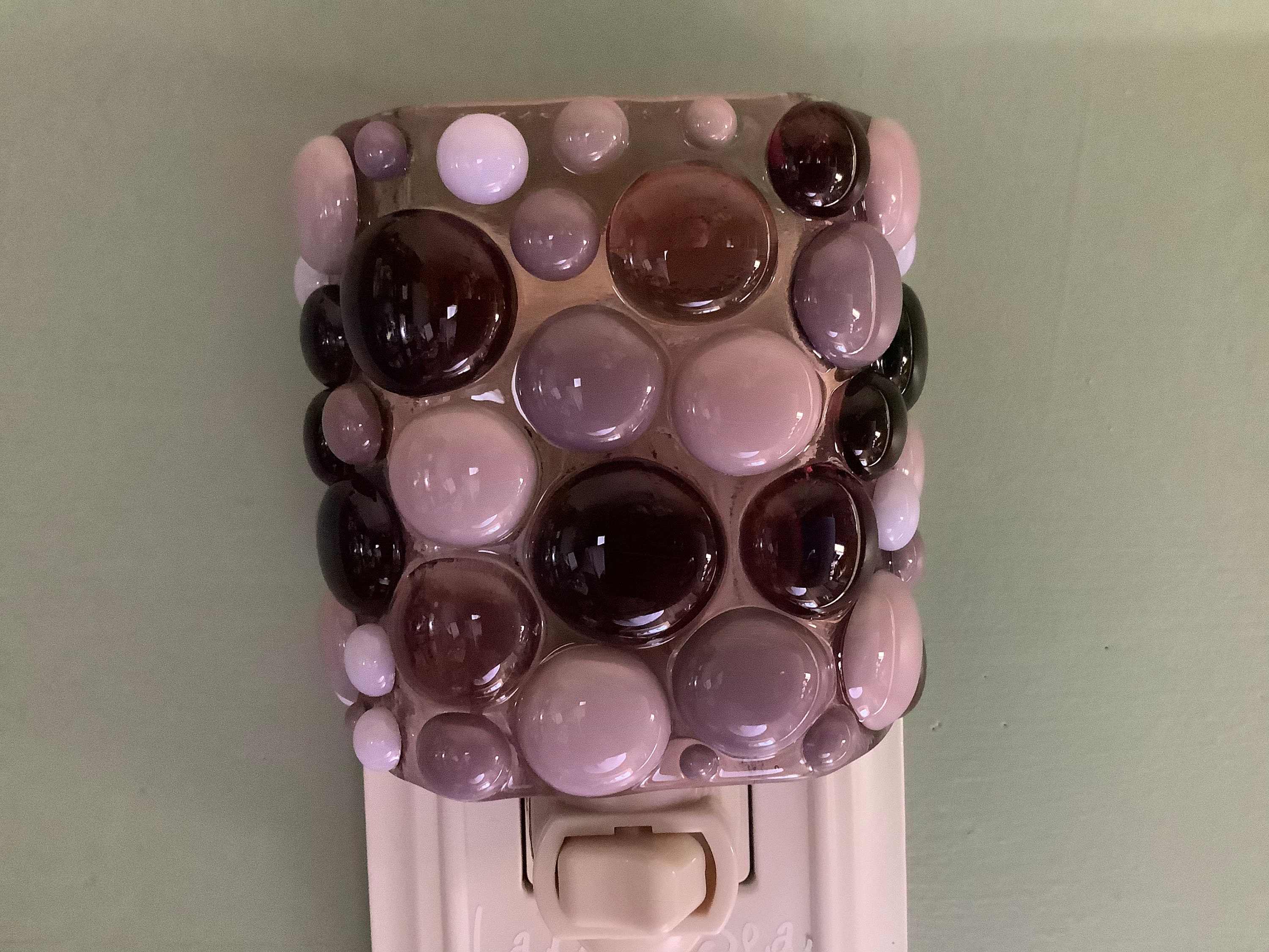 1 Purple Passion Dots Fused Glass Plug in Night Light With Draped ...
