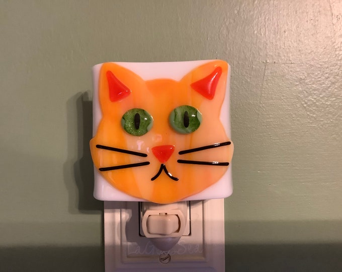 1 the Cat's Meow Night Light in Fused Glass Outlet Sconce - Etsy