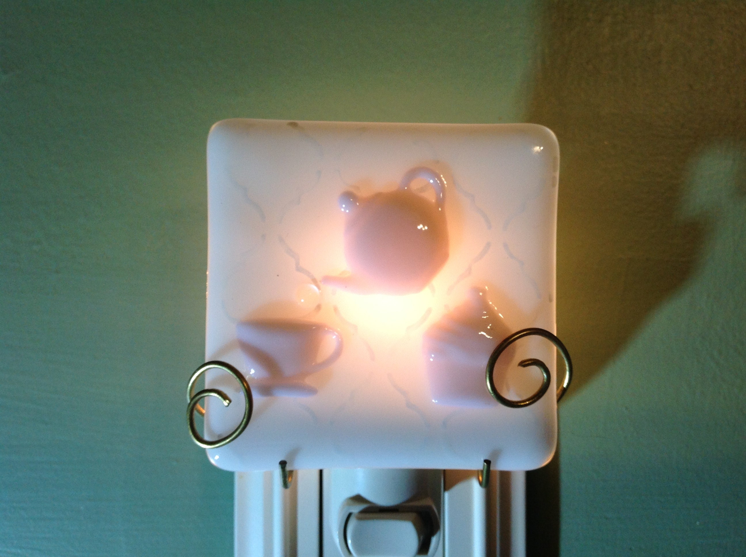 Tea Party Fused Glass Pink Plug In Night Light | Etsy