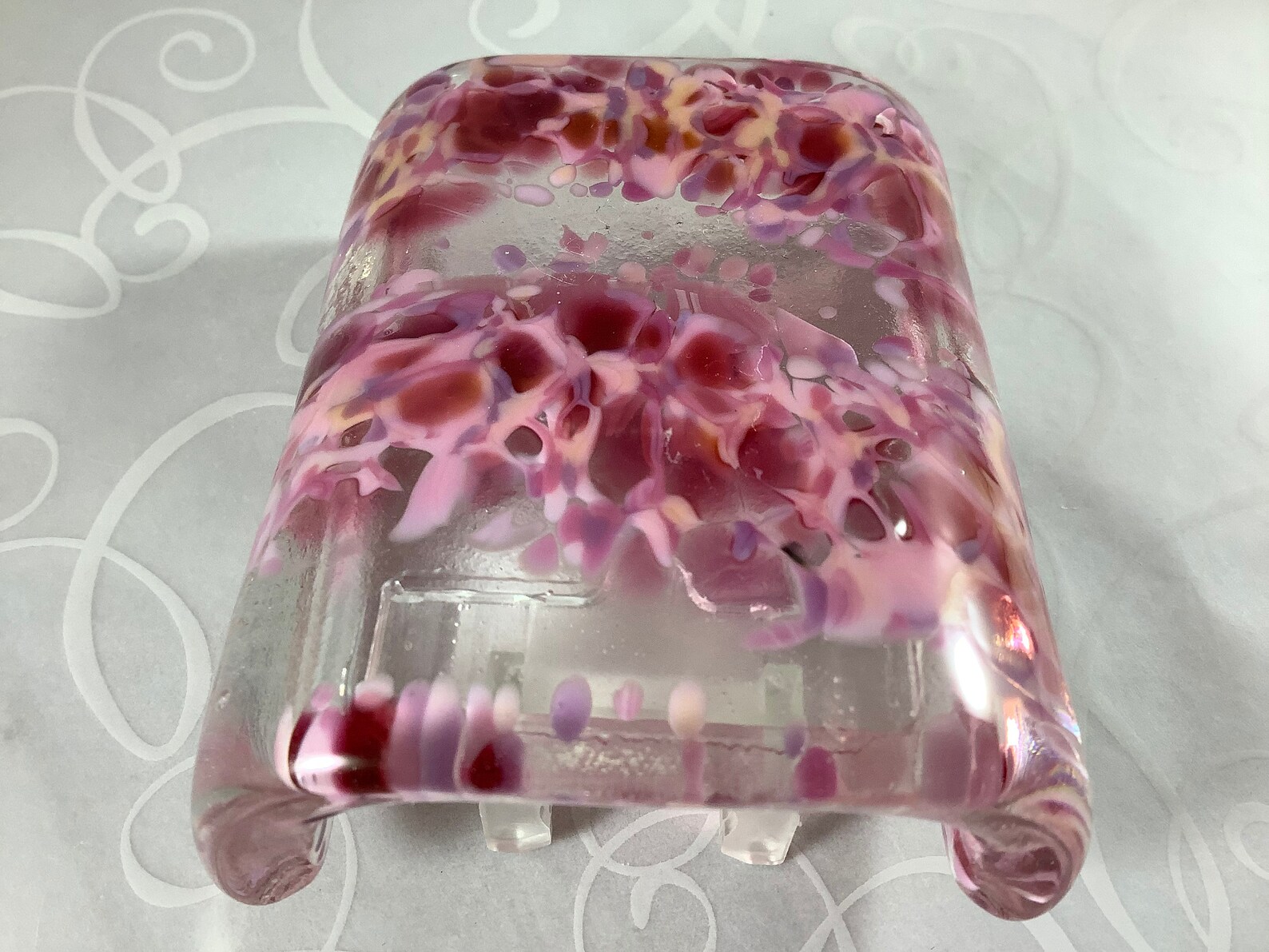 Fused Glass Pink Frit Plug in Frit Night Light With Draped - Etsy