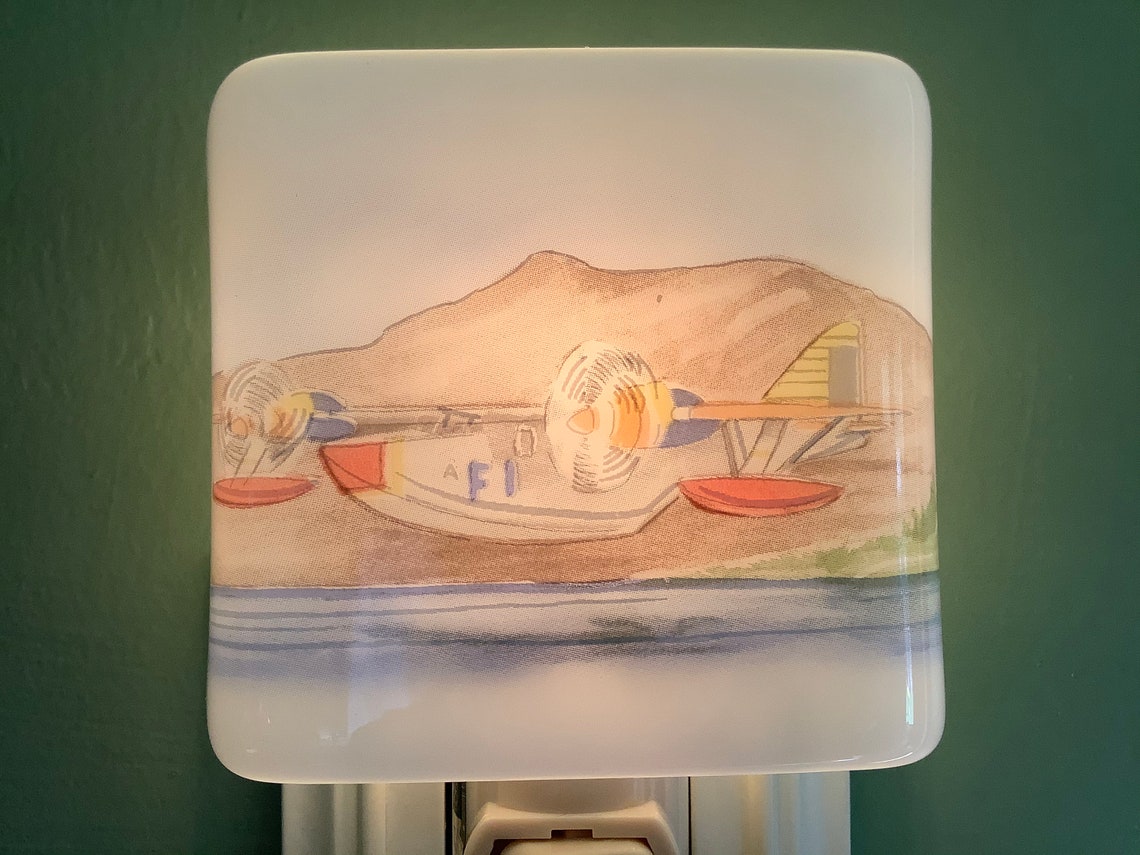 Plane Fused Glass Plug in Travel Night Light With Draped Sides - Etsy