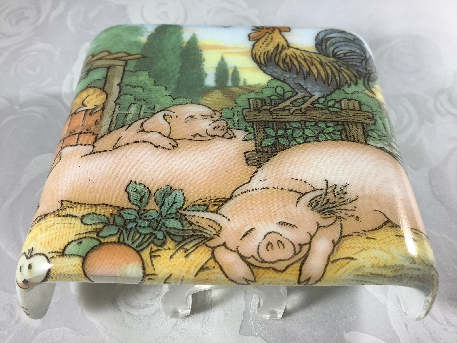 Pigs Fused Glass Plug in Farm Animal Night Light With Draped - Etsy
