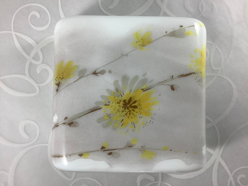 Wild Yellow Flowers Fused Glass Plug in Flower Night Light | Etsy