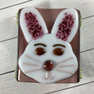 1 Easter Bunny Face Fused Glass Rabbit Peter Cotton Tail Night Light ...