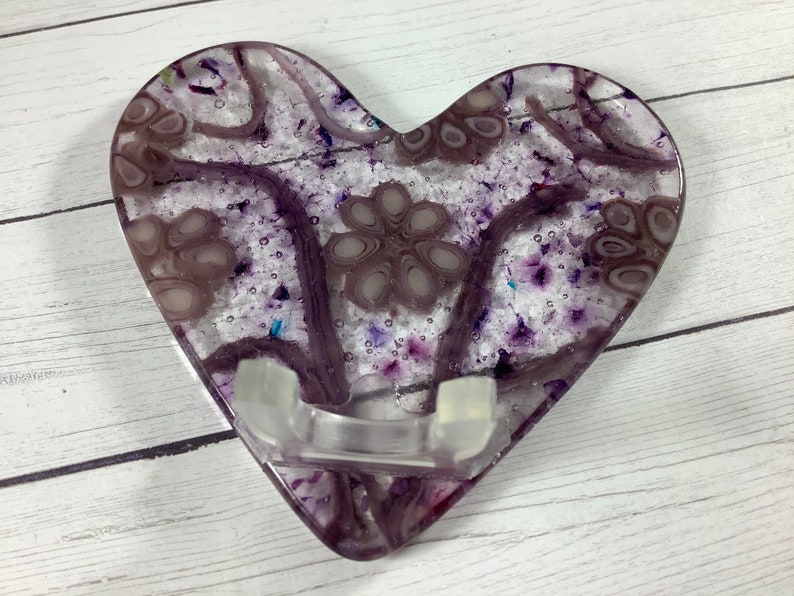 1 Pretty Purple Murrini Valentine Love Heart Fused Glass Plug - Etsy