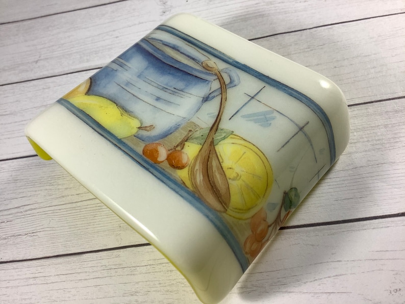 Lemon and Fruit Fused Glass Plug in Fruit Night Light With Draped Sides ...