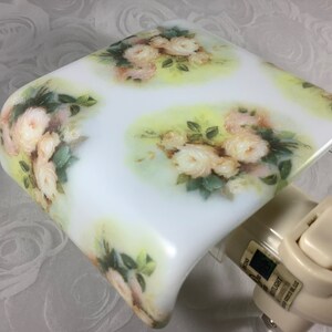 1 Floral Fused Glass Plug in Rose Night Light With Draped Sides Outlet ...