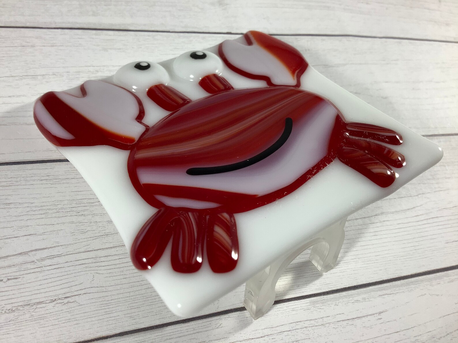 1 Red Happy Crab Fused Glass Wall Plug in Night Light - Etsy