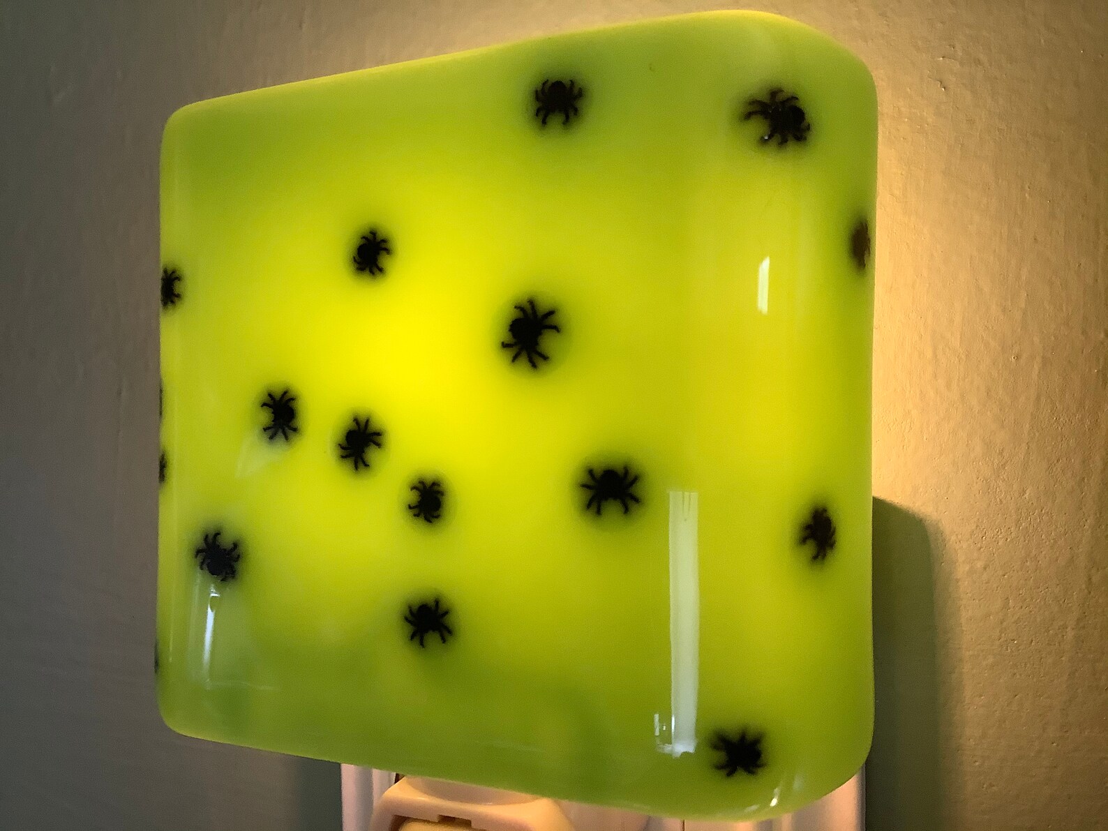 Spider Millefiori Fused Glass Plug in Night Light With Draped Rounded ...