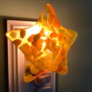 1 Yellow Star Fused Glass Plug in Night Light - Etsy