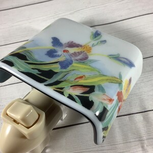 Floral Fused Glass Plug in Iris Flower Night Light With Draped Sides ...