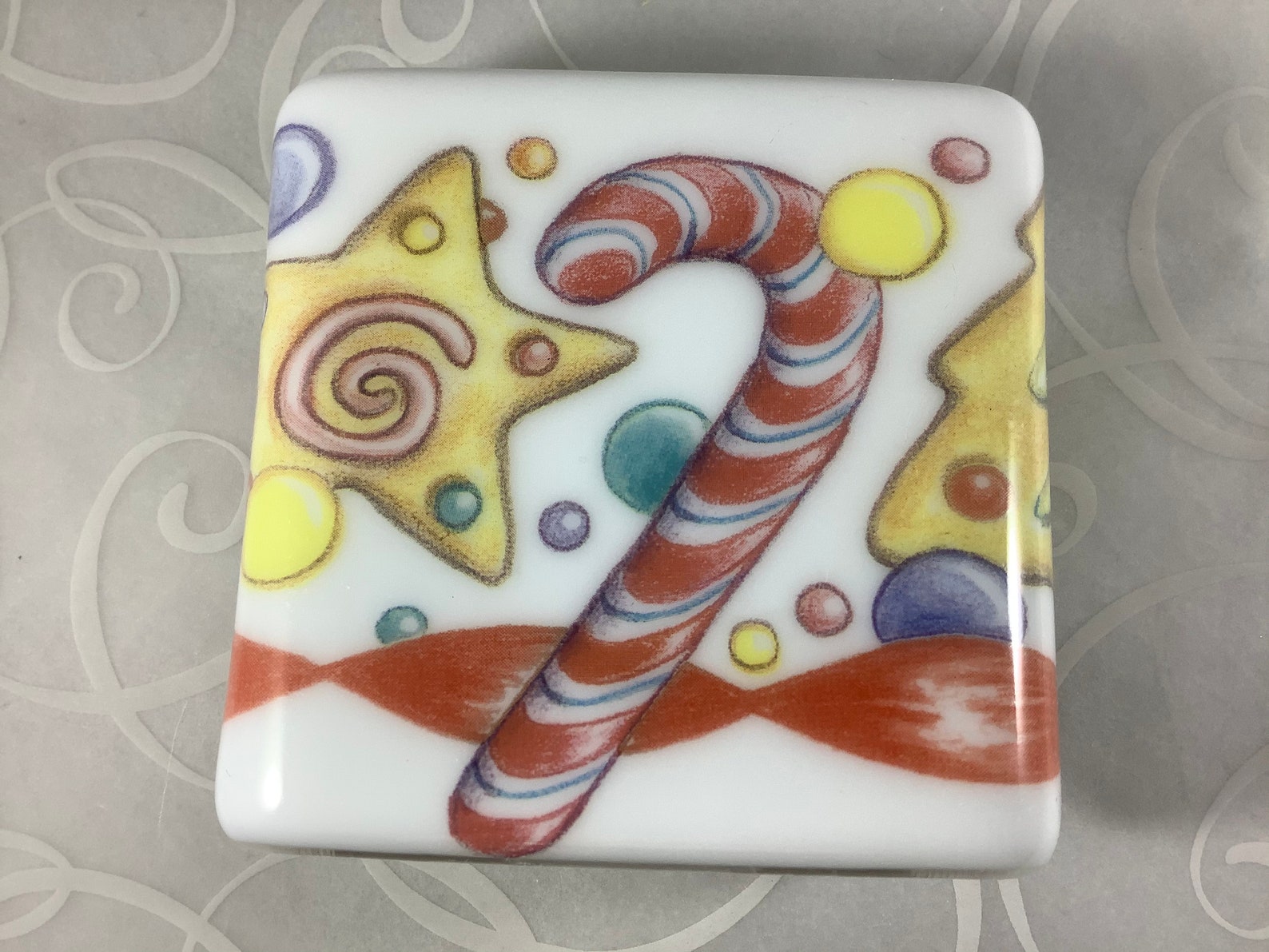 Christmas Cookies and Candy Cane Fused Glass Plug In Holiday | Etsy