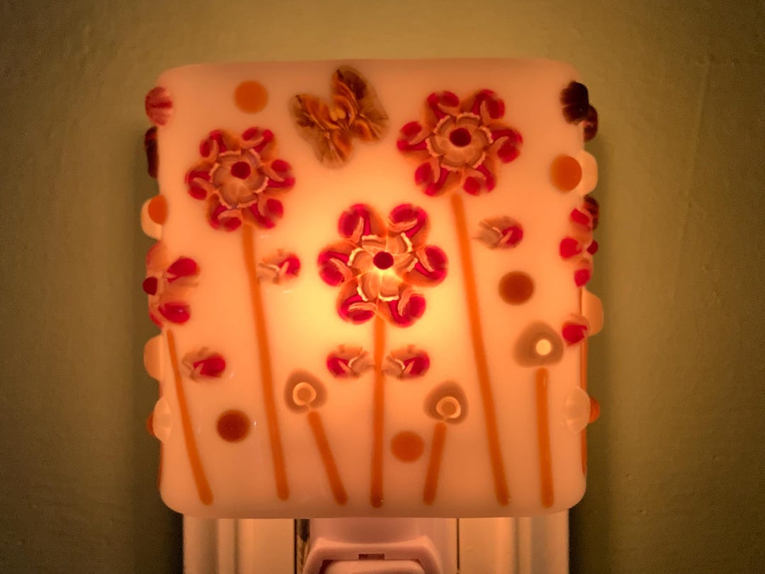 Murrini Brown Meadow Mayhem Glass Plug in Flowers Night Light With ...