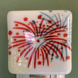 Celebration Fused Glass Plug in Fireworks Night Light With Draped Sides ...