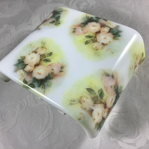 1 Floral Fused Glass Plug in Rose Night Light With Draped Sides Outlet ...