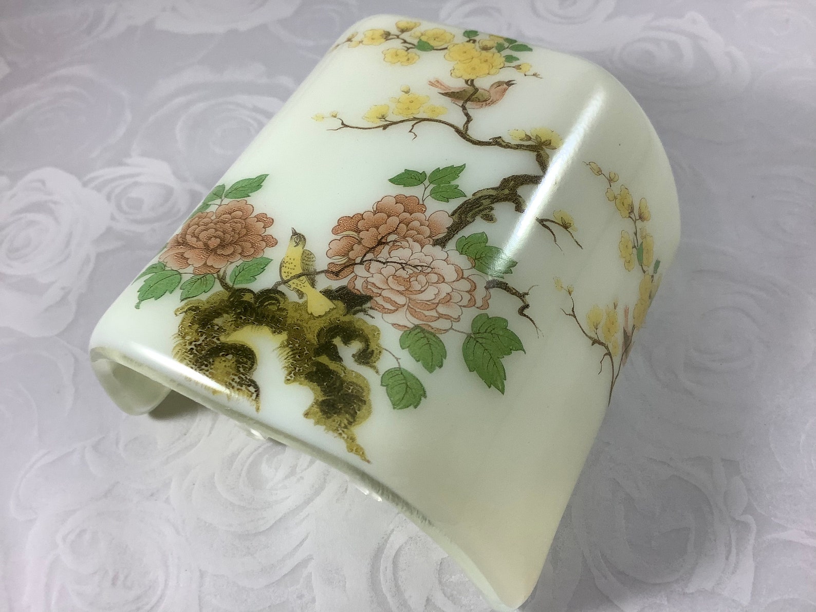 1 Tree Branch With Flowers and Birds Fused Glass Plug in - Etsy