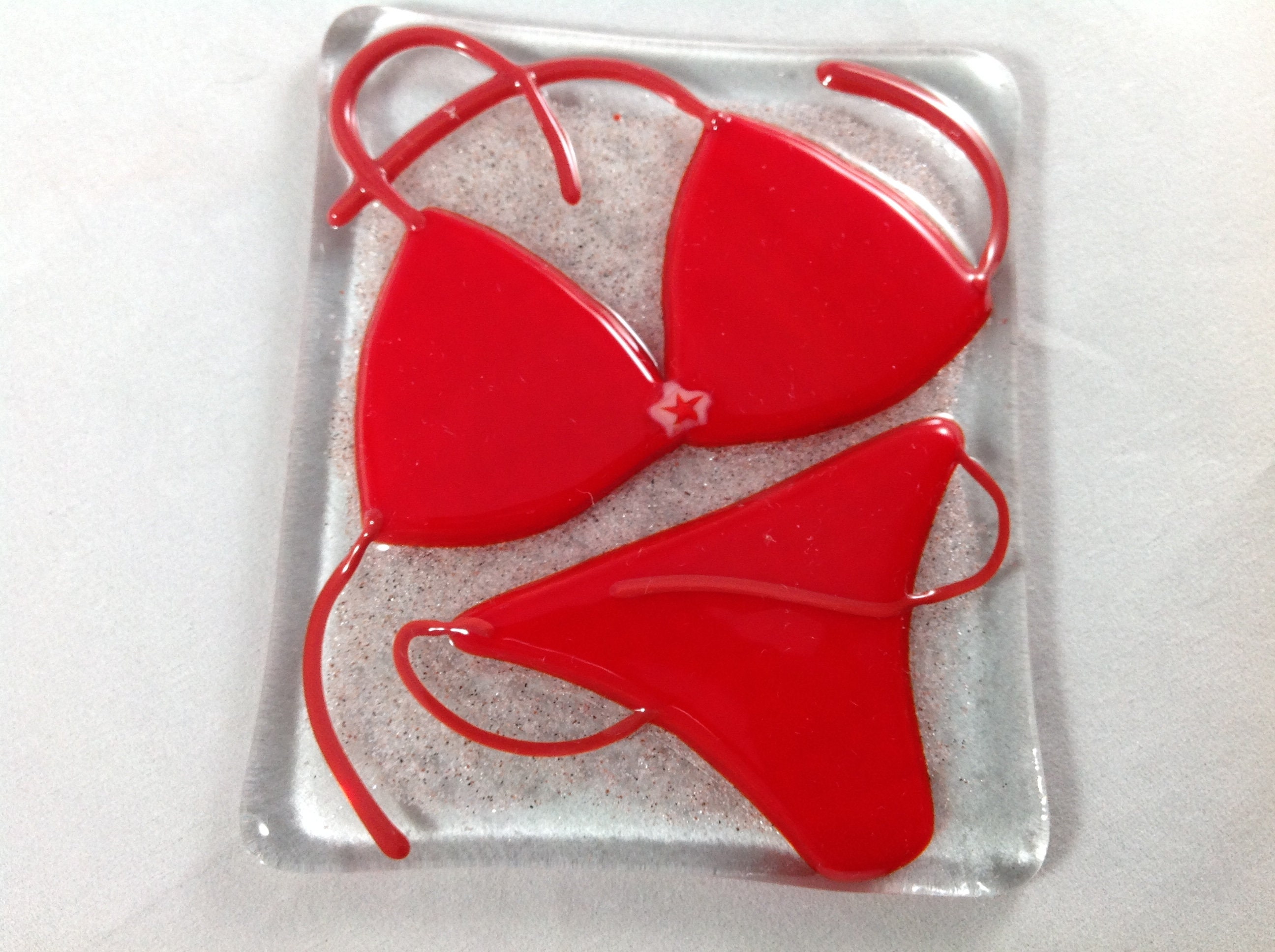 1 Bikini Bathing Suit Fused Glass Wall Plug in Red Decorative - Etsy UK