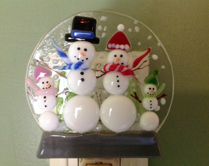 Snow Family, Snow Globe, Winter, Snowman, Night Light, Nite Light ...