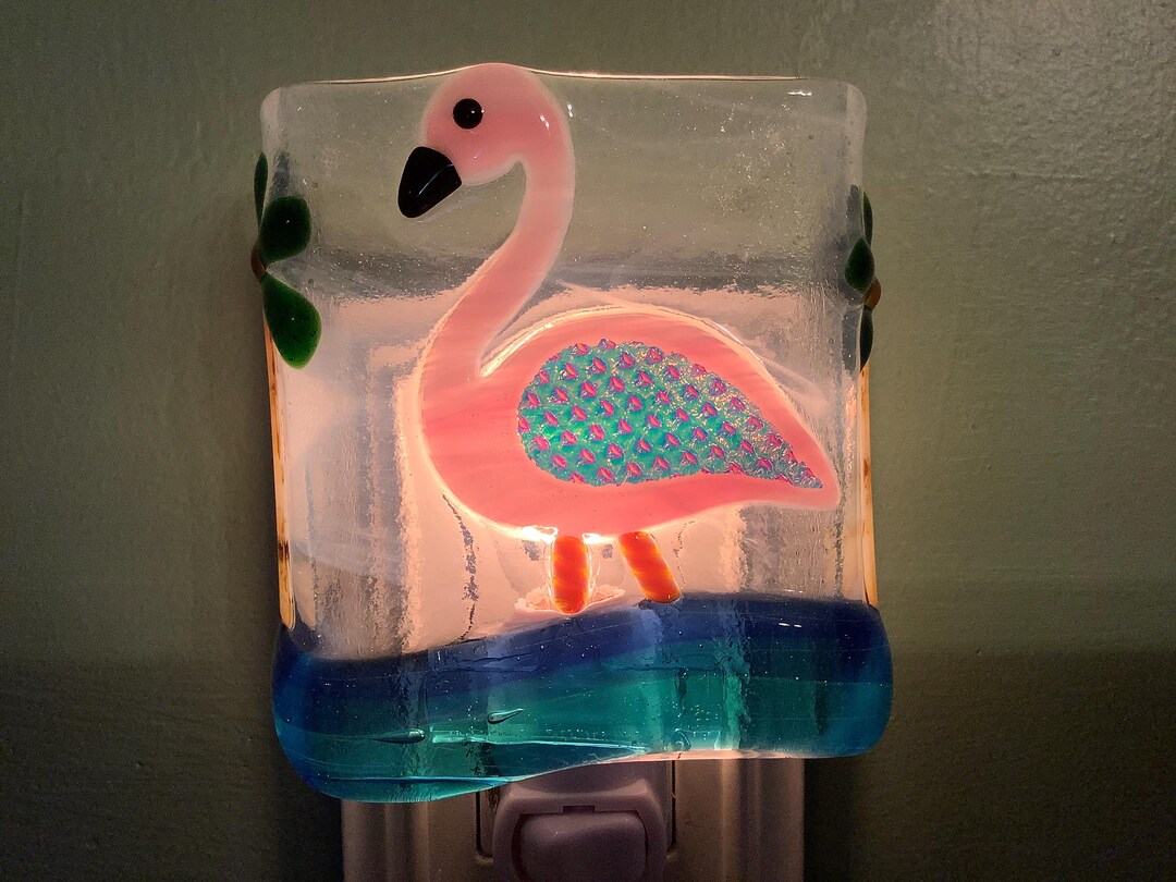 1 Flamingo Fused Glass Plug in Tropical Night Light Outlet Sconce - Etsy