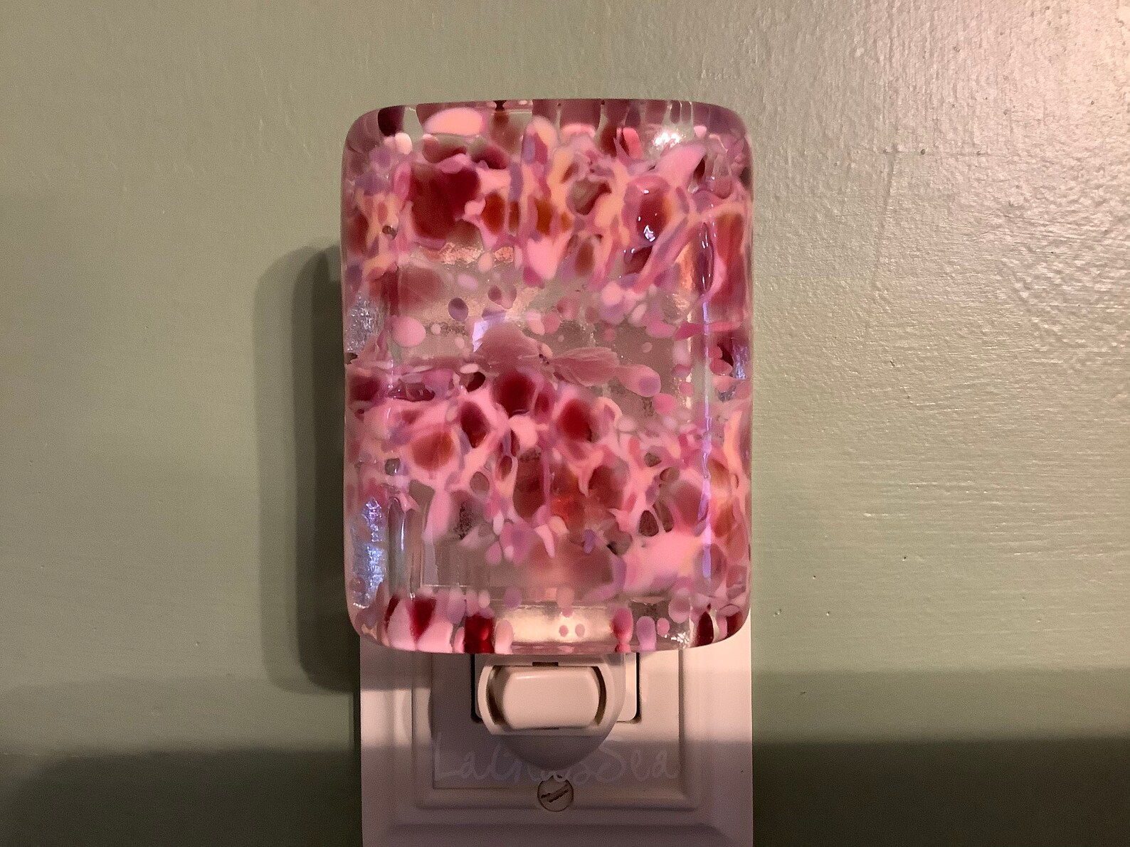 Fused Glass Pink Frit Plug in Frit Night Light With Draped - Etsy