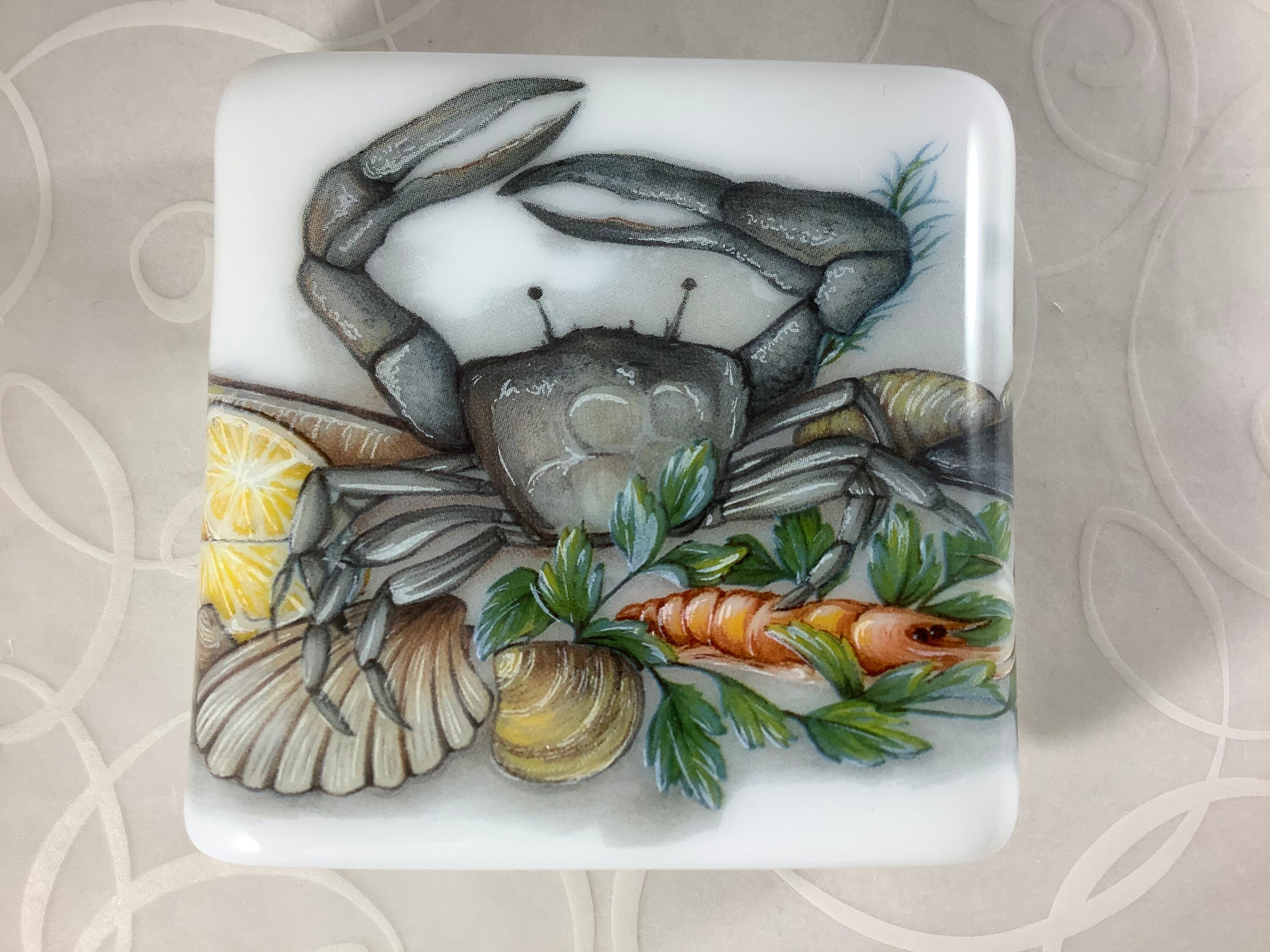 Crab Feast Fused Glass Plug in Kitchen Night Light With Draped Sides ...