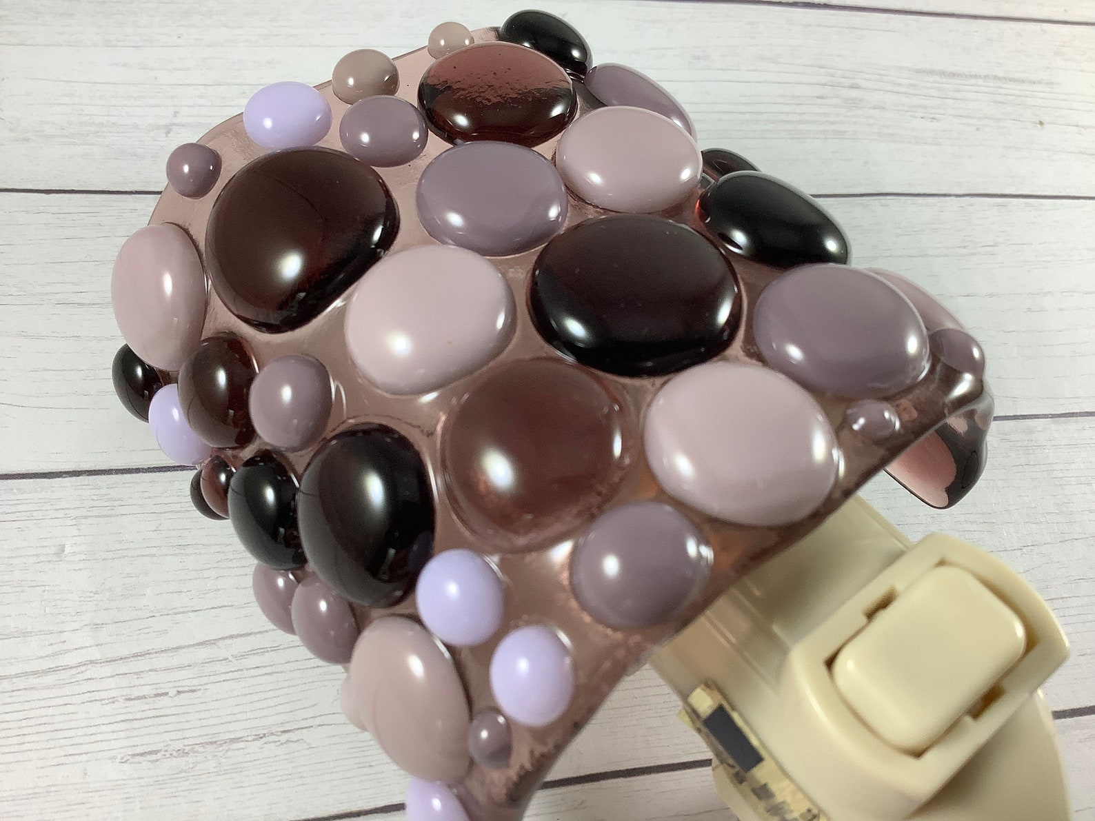 1 Purple Passion Dots Fused Glass Plug in Night Light With Draped ...