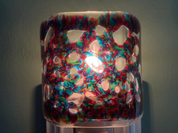 Fun Colorful Fused Glass Plug in Night Light With Draped - Etsy